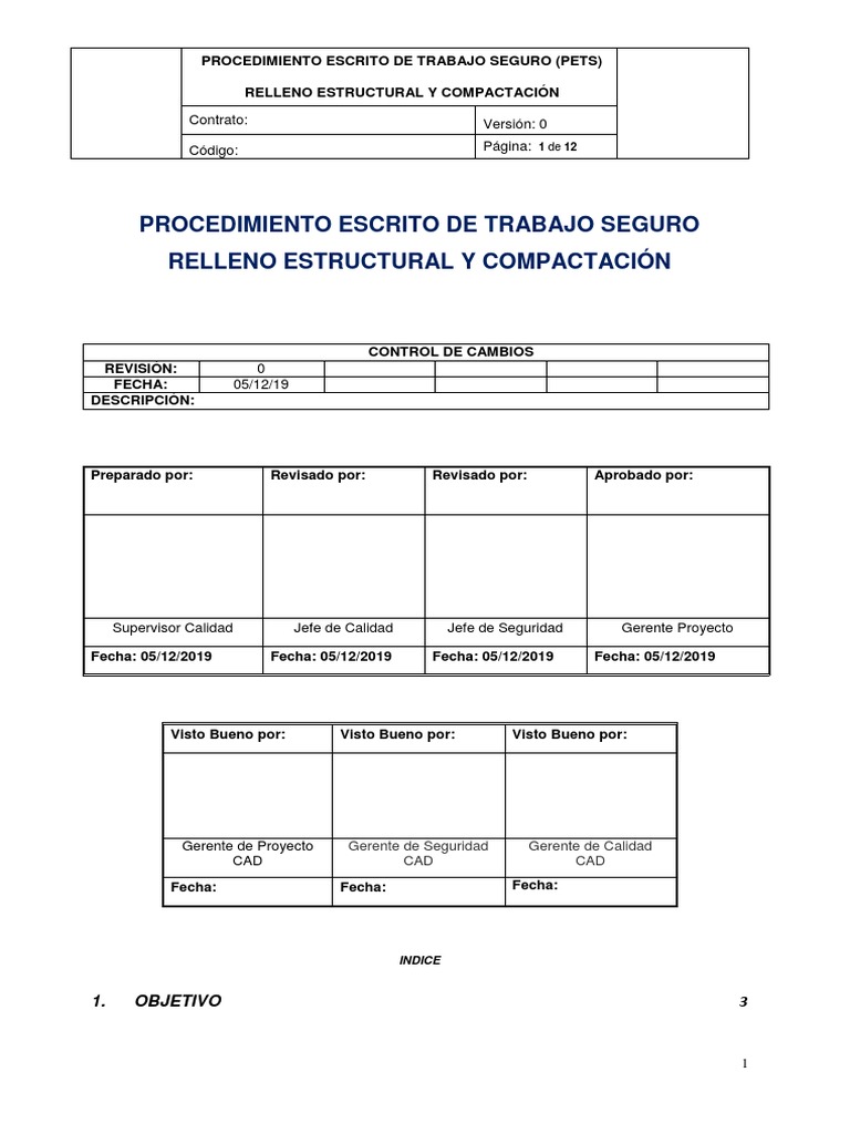 Protocolo de Relleno Estructural y Compactación | PDF | Seguridad y ...