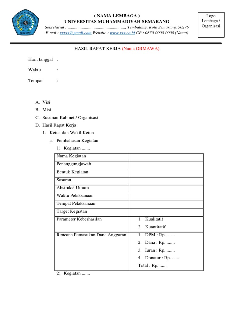 Format Rapat Kerja | PDF