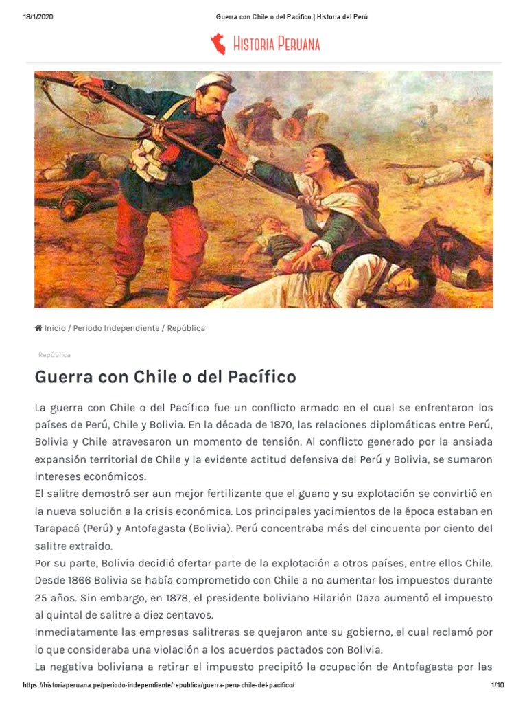 Guerra Con Chile o Del Pacífico - Historia Del Perú | PDF | Perú | Bolivia