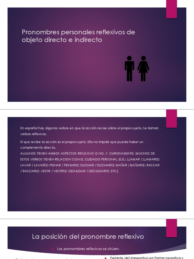 Pronombres Personales Reflexivos de Objeto Directo e Indirecto | PDF ...