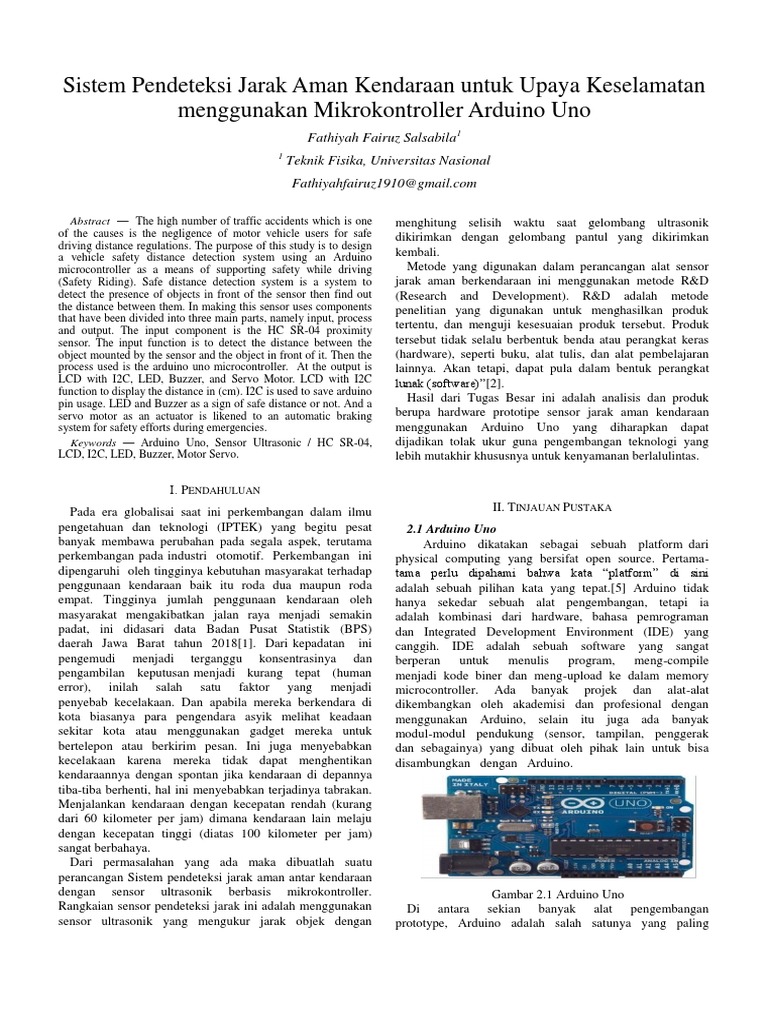 Sistem Pendeteksi Jarak Aman Berbasis Mikrokontroler Arduino Uno | PDF ...