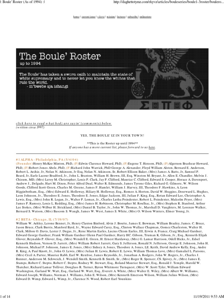 Boule Society Member Roster (1994) | PDF