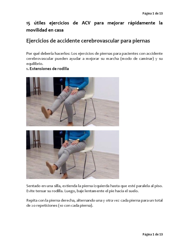 15 Útiles Ejercicios de ACV para Mejorar Rápidamente La Movilidad en Casa | PDF | Sistema ...
