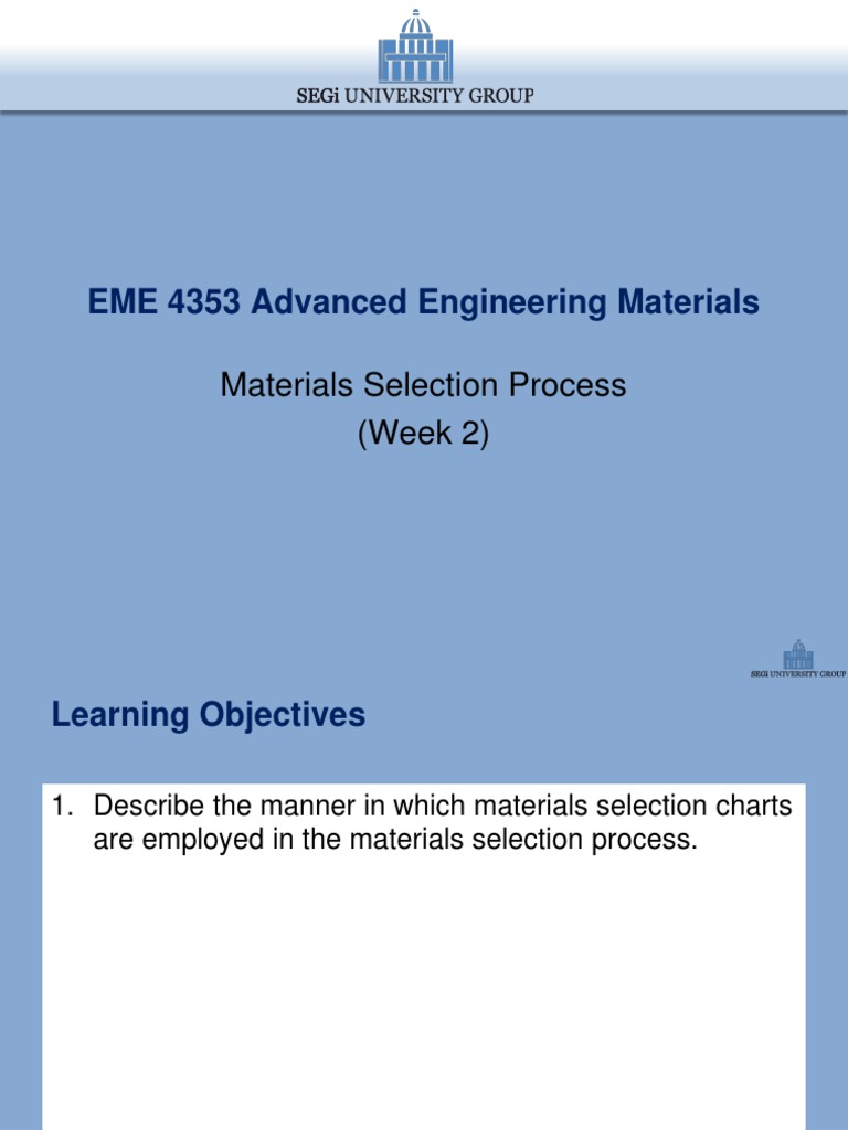 Lecture 5 Materials Selection Process | PDF | Engineering | Building ...