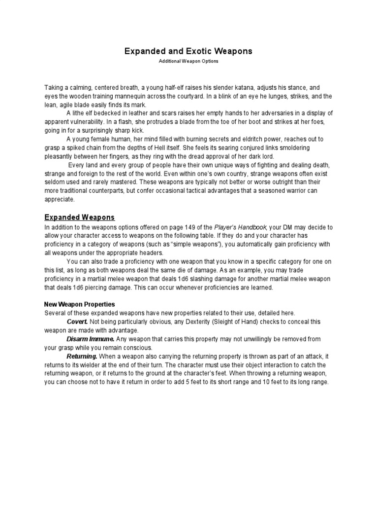 Exotic and Expanded Weapons v0 | PDF | Weaponry | Leisure