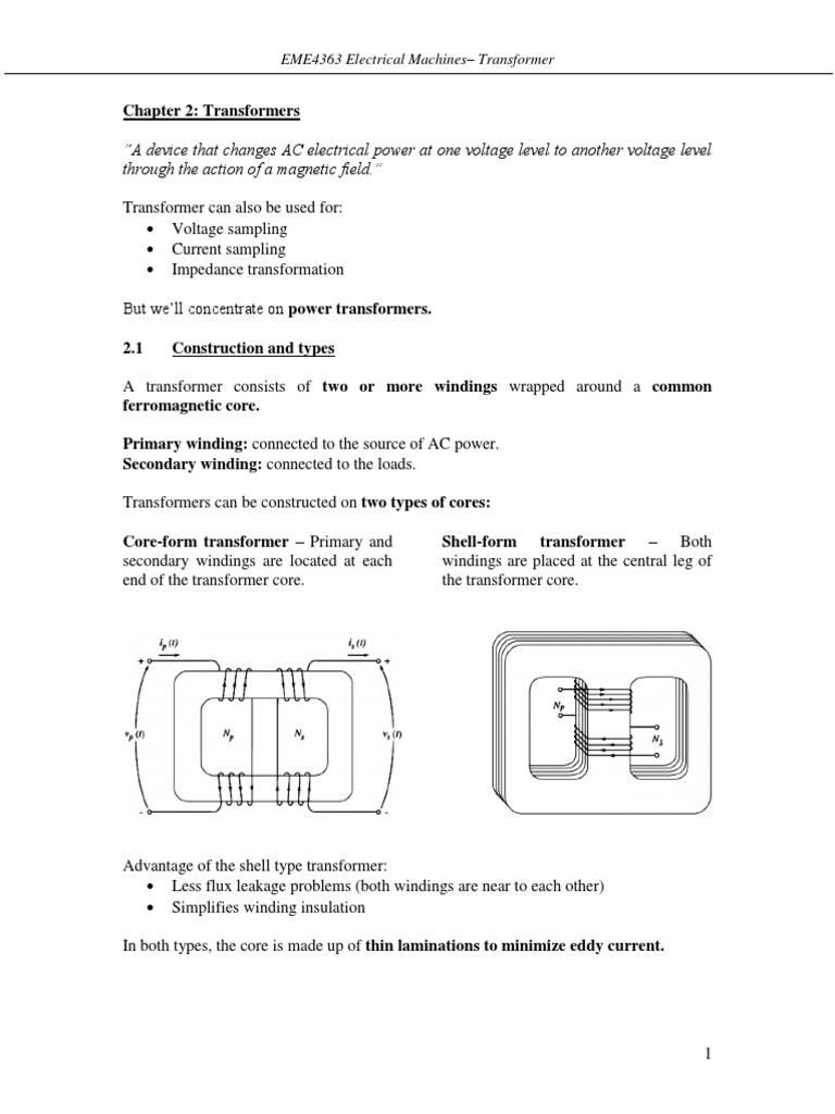 Chapter 2 - Transformers PDF | PDF | Transformer | Electrical Impedance