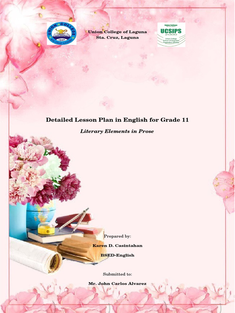 Detailed Lesson Plan Grade 11 Literary Elements in Prose | PDF ...