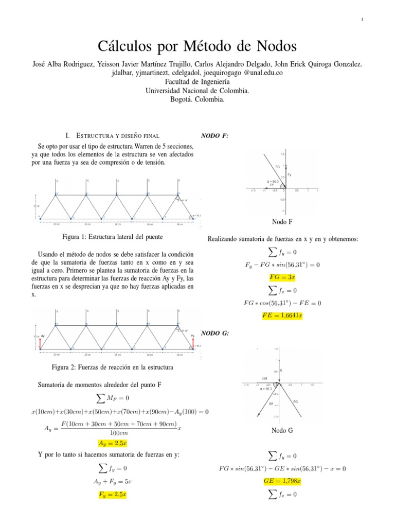 Método de Nodos para Construcción de Estructuras | PDF | Física ...