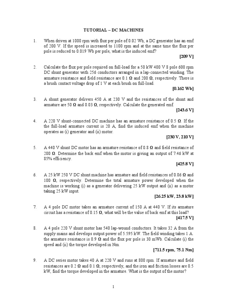 Tutorial DCmachines PDF | PDF | Electric Motor | Electric Generator