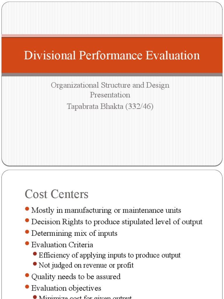 Divisional Performance Evaluation Insights | PDF | Profit (Economics ...