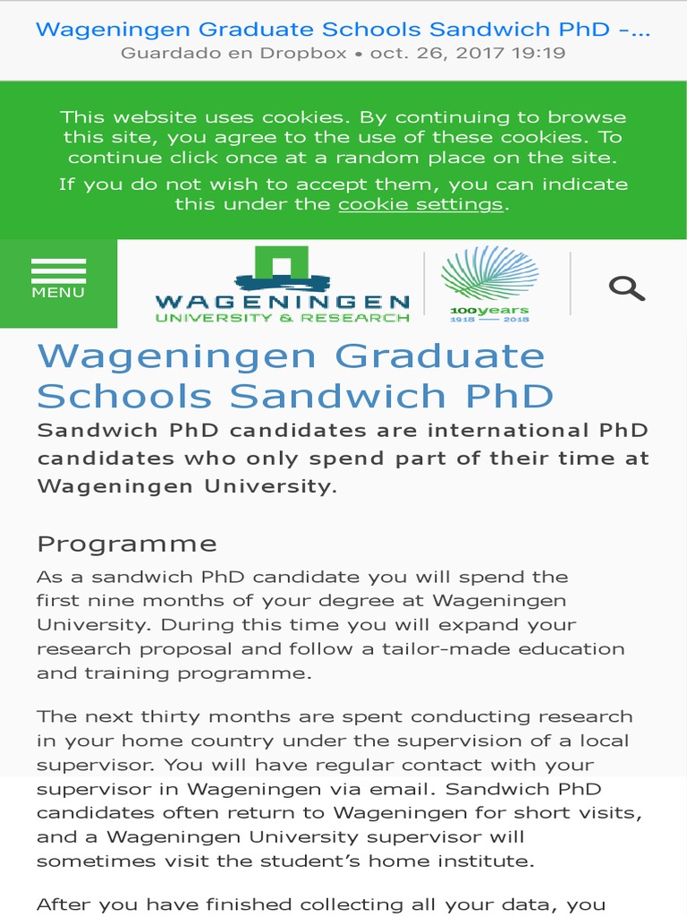 Wageningen Graduate Schools Sandwich PHD - WUR | PDF | Doctor Of ...