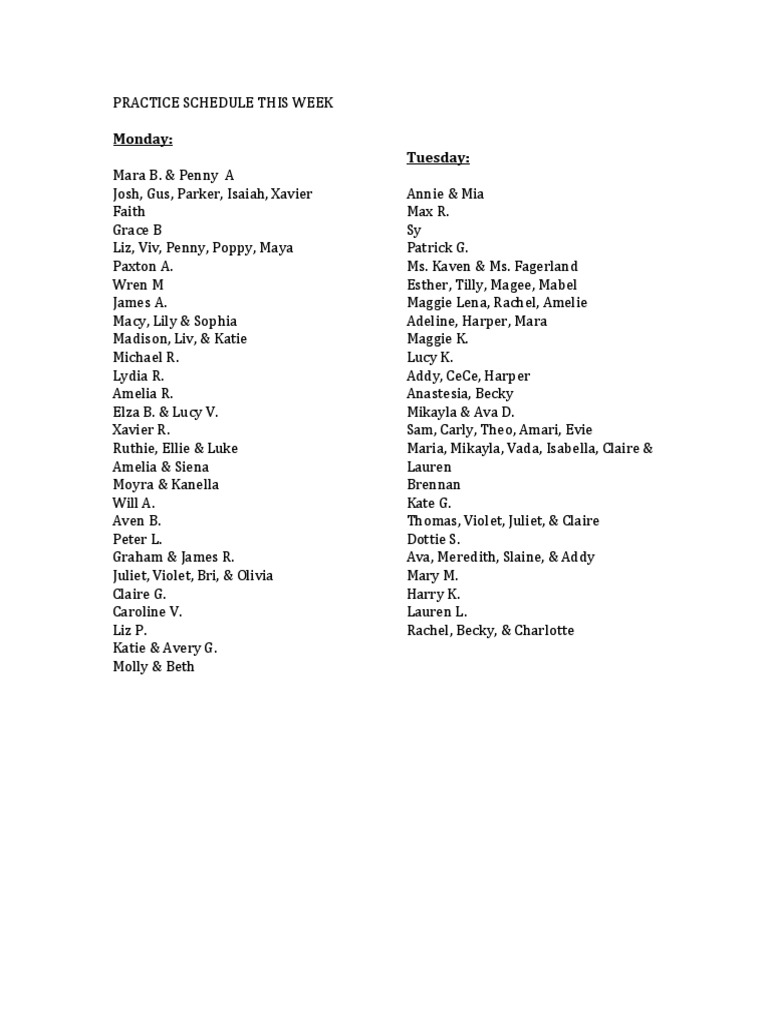 Talent Show Practice | PDF