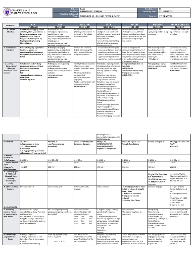 Daily Lesson Plan for Grade 2 | PDF