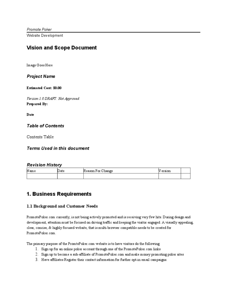 Vision and Scope for PromotePoker.com | PDF | Websites | Php
