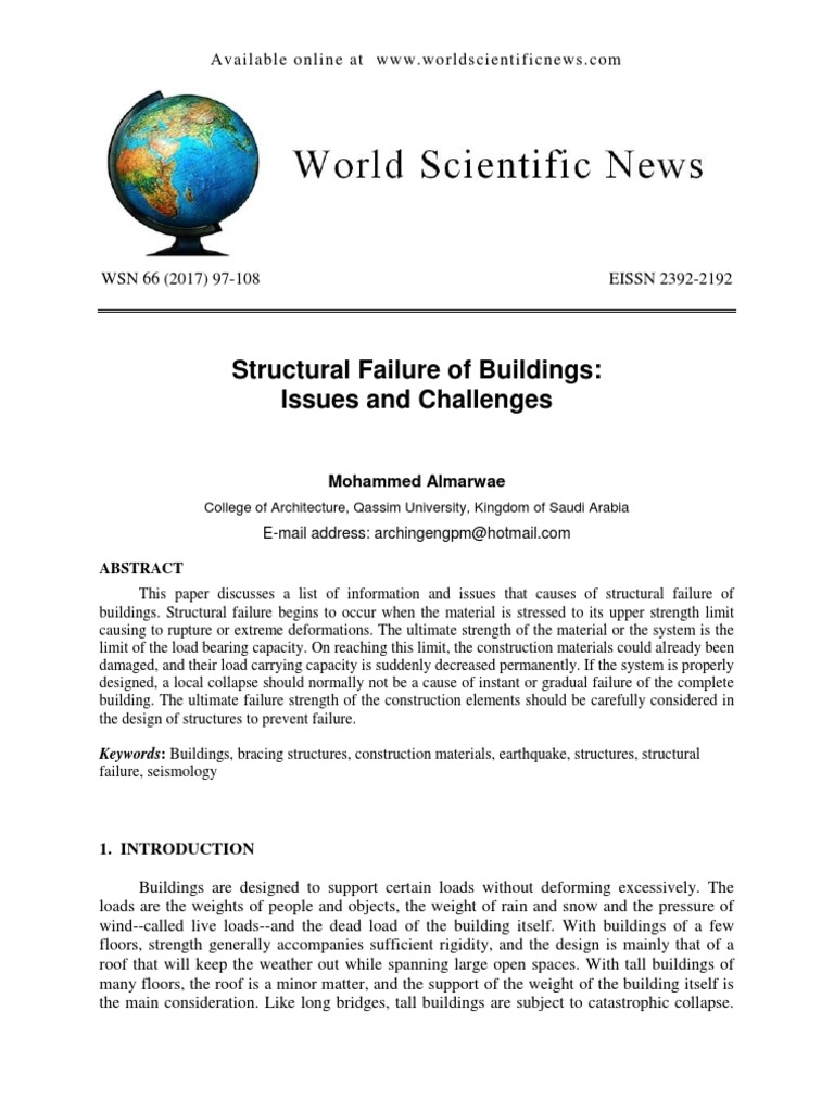 Structural Failure of Buildings - Issues and | Download Free PDF ...