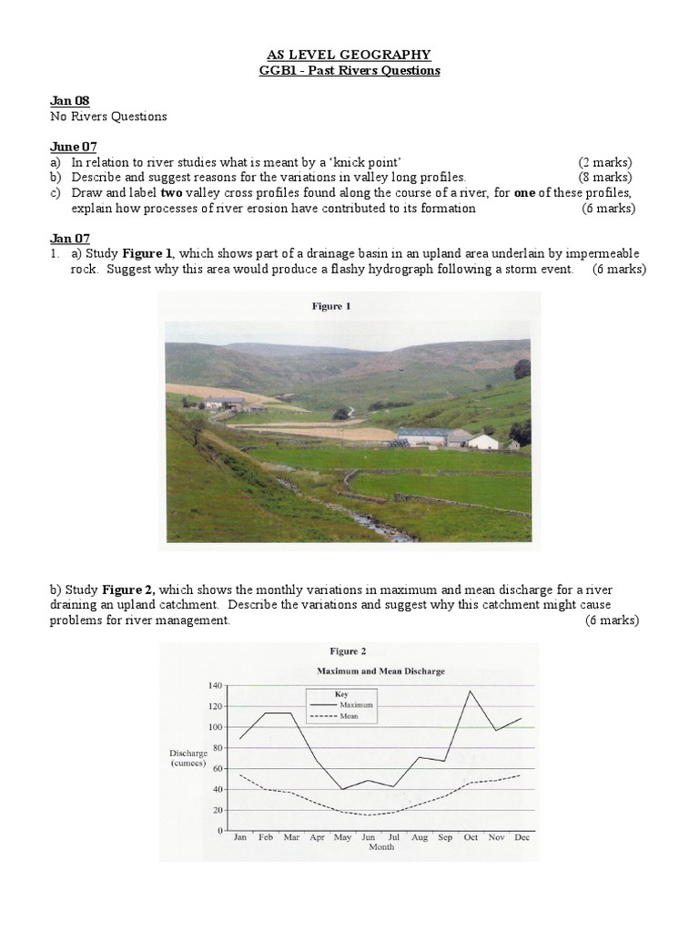 As Level Geography GGB1 - Past Rivers Questions Jan 08 | PDF | Drainage ...