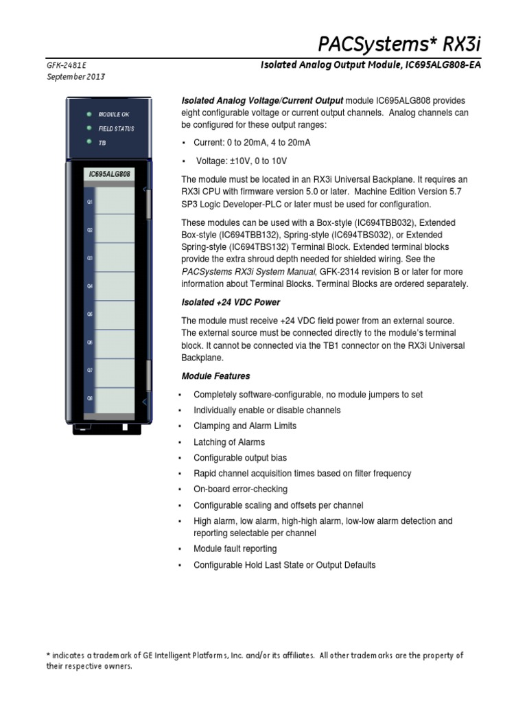 IC695ALG808 | PDF | Power Supply | Electric Current