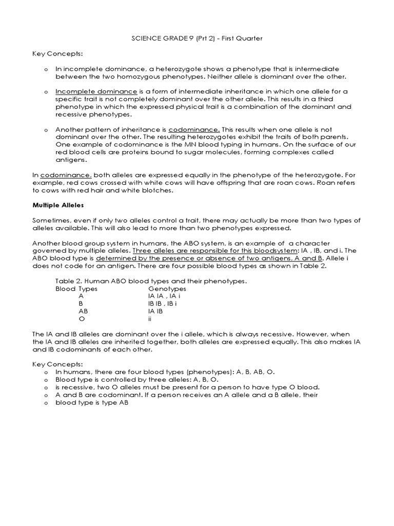 REVIEWER - SCIENCE Grade 9 | PDF | Dominance (Genetics) | Zygosity