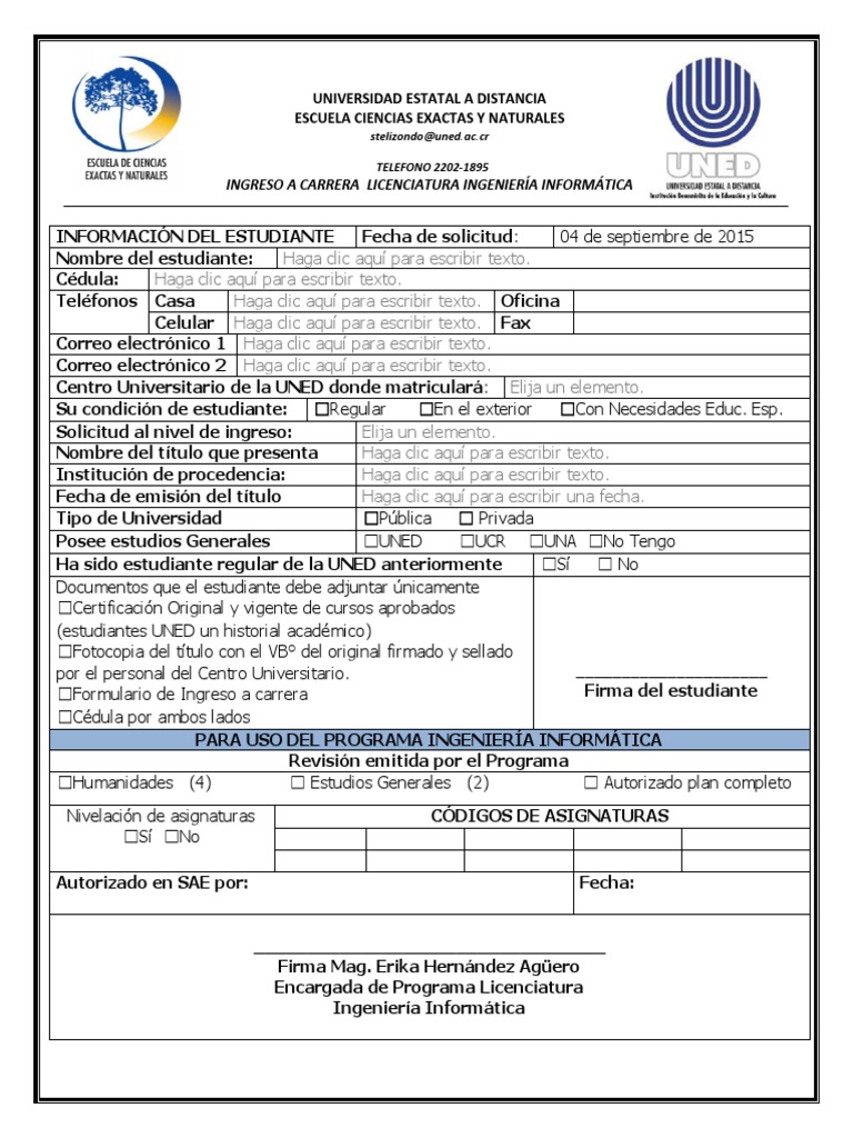 Formulario - de - Ingreso - A - Carrera - 89 Uned | PDF | Educación avanzada | Science