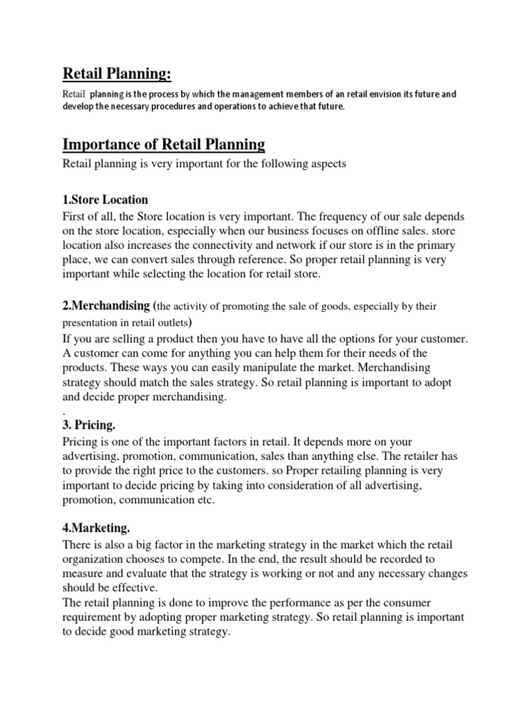 Retail Planning Process | PDF | Pricing | Retail