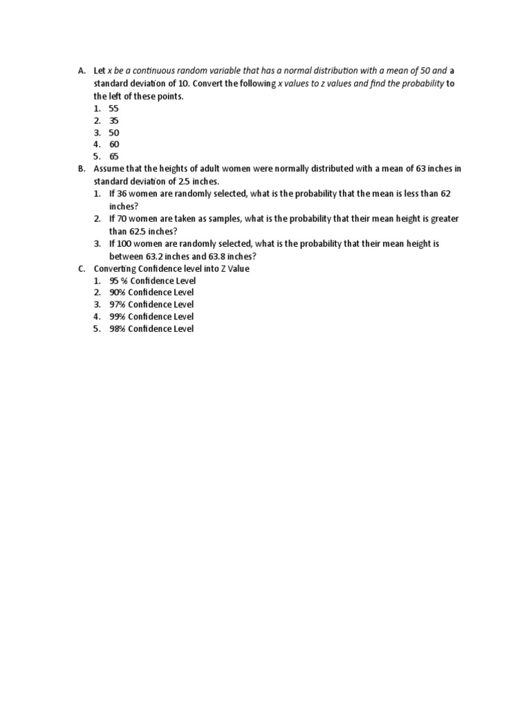 Let X Be A Continuous Random Variable That Has A Normal Distribution ...