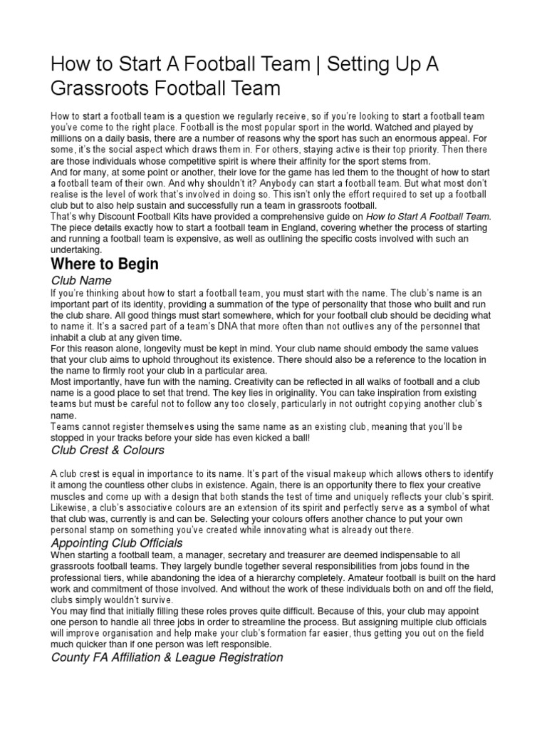 How To Start A Football Team | PDF | Social Media | Popular Culture ...