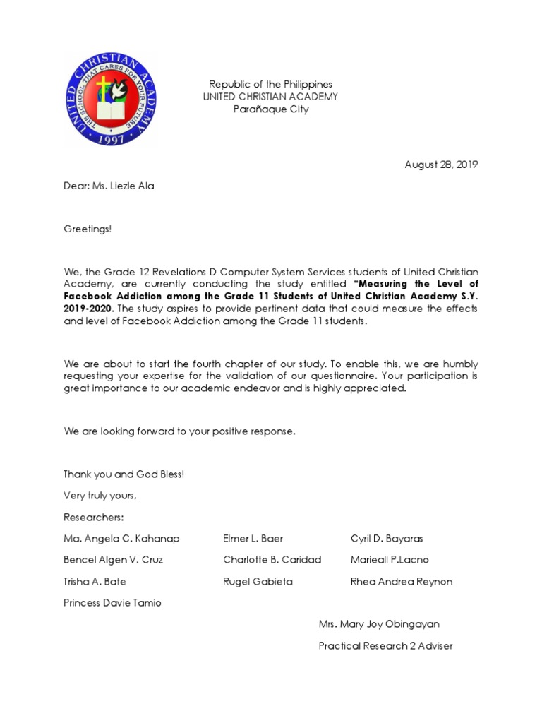 Facebook Addiction Study Validation Request | PDF | Questionnaire | Bias