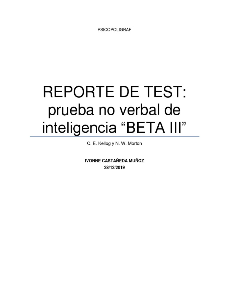 Beta 3 | PDF | Cociente de inteligencia | Inteligencia