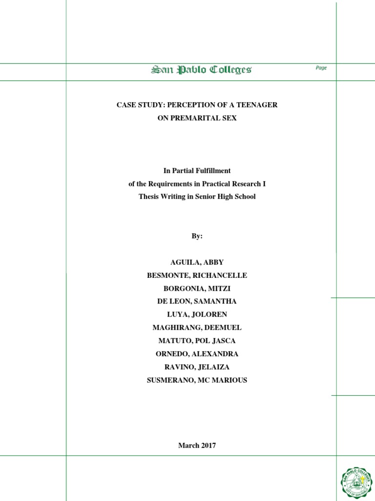 Case Study Perception of A Teenager On P | PDF | Adolescence | Sexual ...