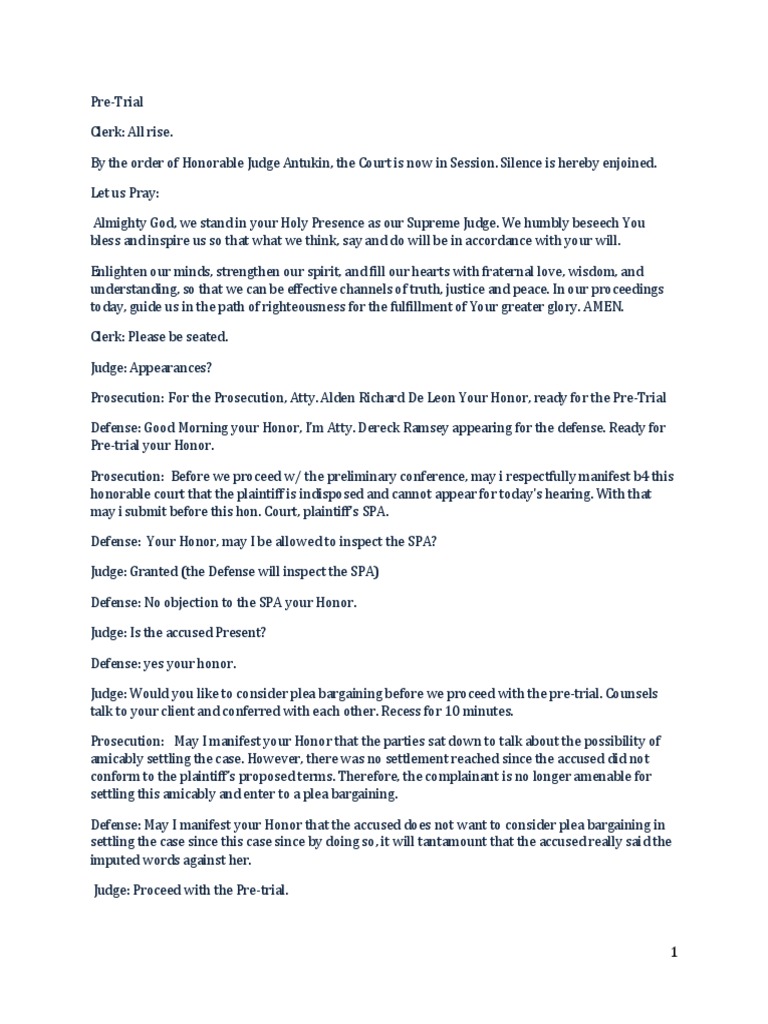 Pre-Trial Script | Download Free PDF | Witness | Affidavit