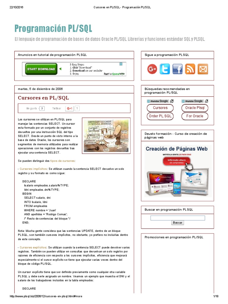 Cursores en PL - SQL - Programación PL - SQL PDF | PDF | Pl / Sql | SQL