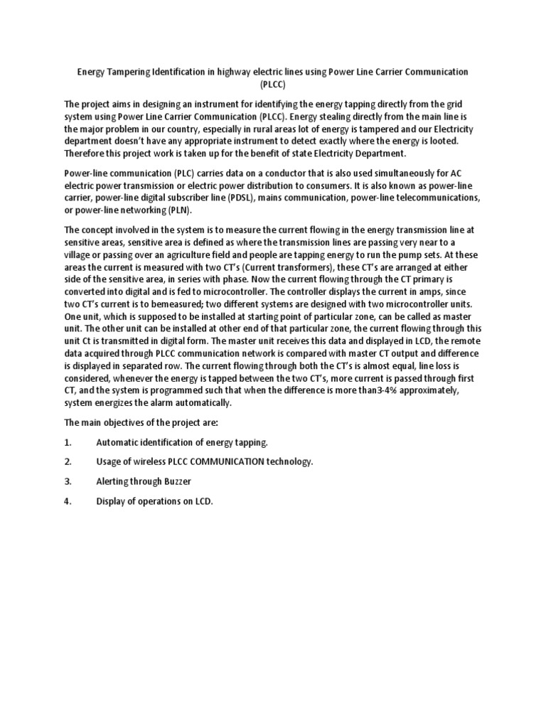 Energy Tampering Identification in Highway Electric Lines Using Power Line Carrier Communication ...