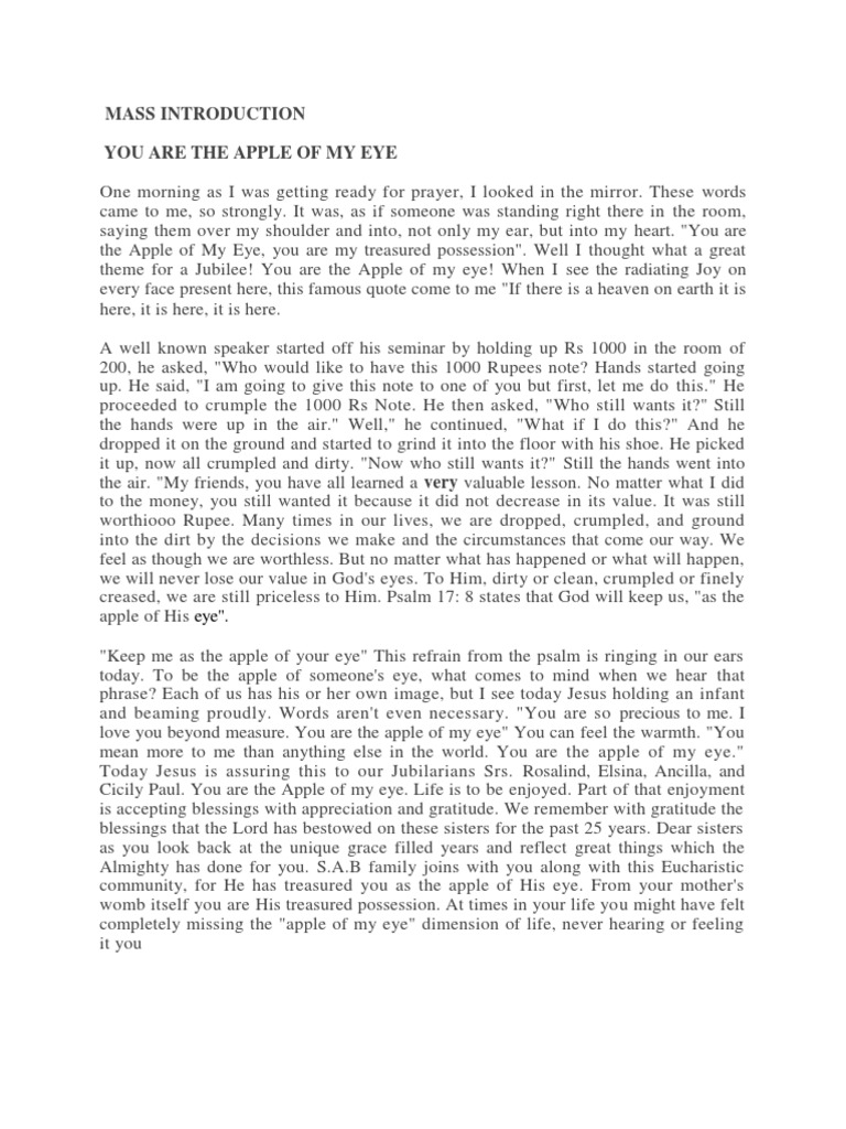 Mass Introduction Sheela | PDF | Prayer | Love
