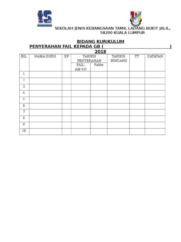 Borang Penyerahan Fail KPD GB | PDF