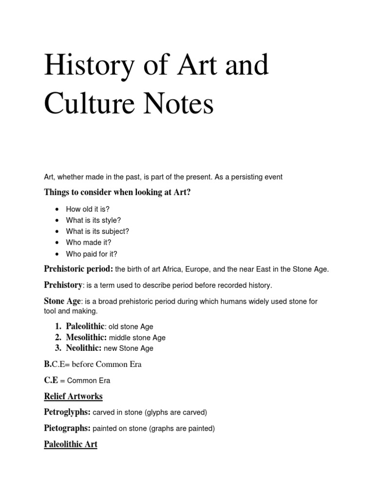 Paleolithic Art and Culture Overview | PDF | Stone Age | Paleolithic