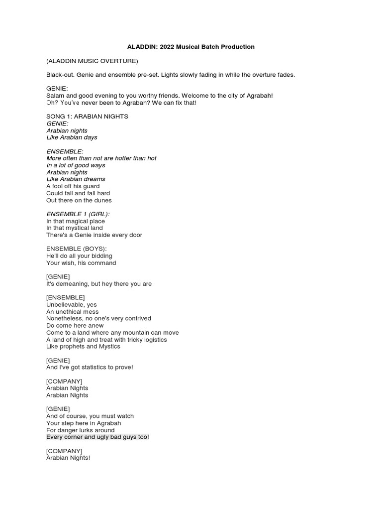 Aladdin - Script | PDF