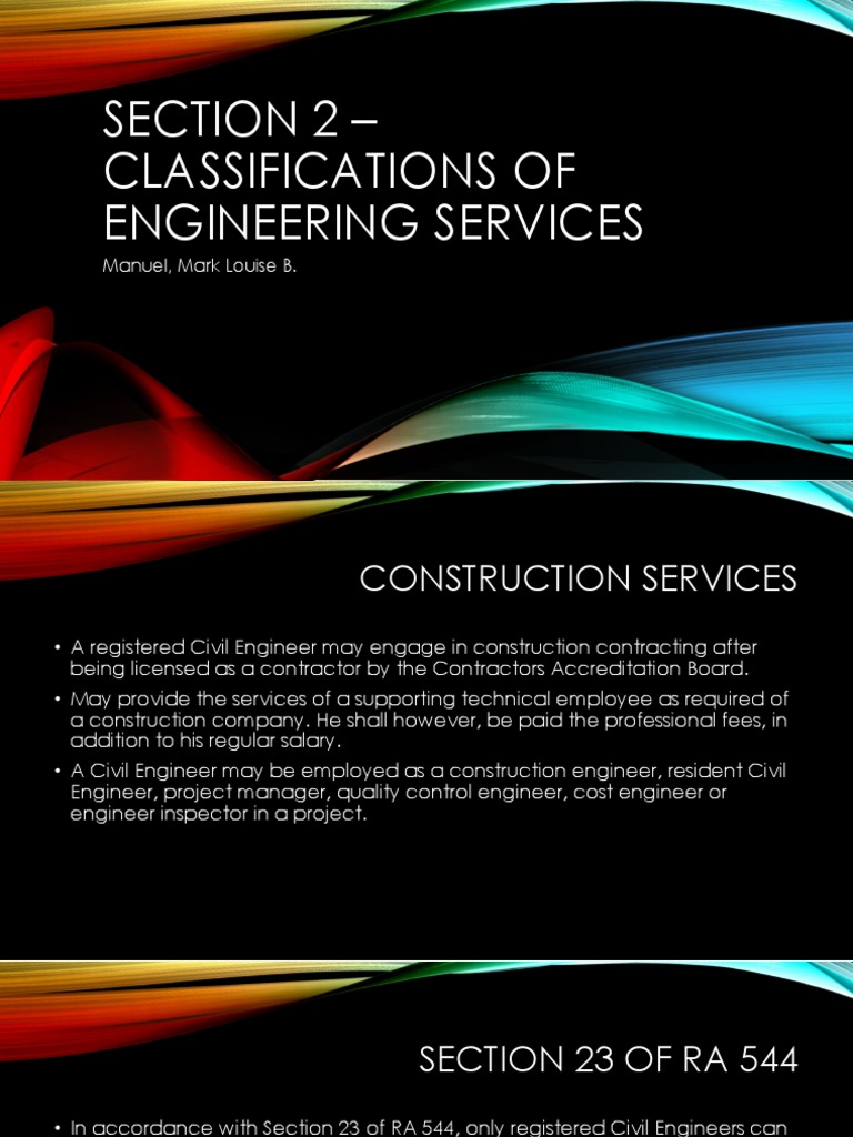 Section 2 - Classifications of Engineering Services | PDF | Engineering ...