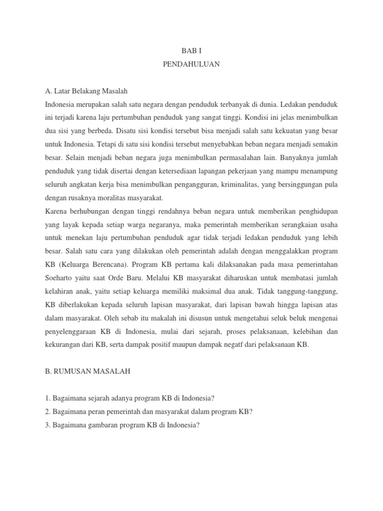 Sejarah dan Dampak Program KB di Indonesia | PDF