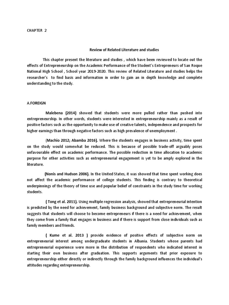 Chapter 2, RRL | PDF | Intention | Entrepreneurship