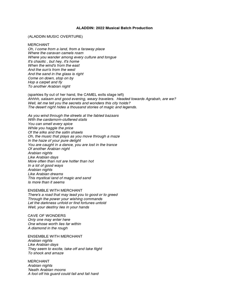 Aladdin Final Script | PDF
