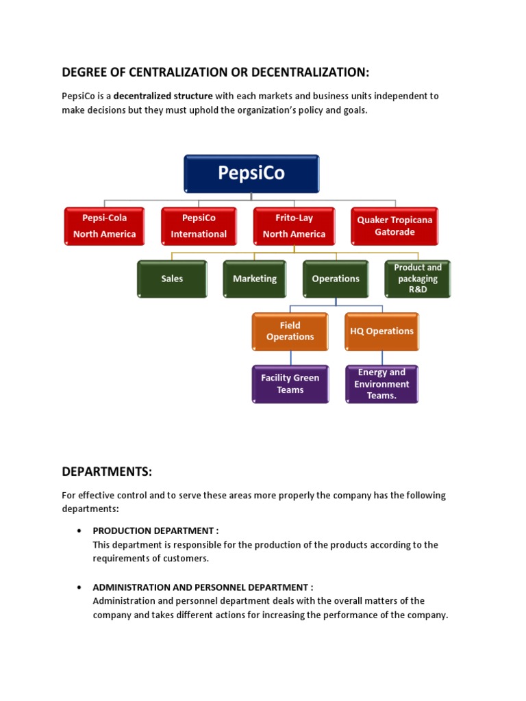 PepsiCo's Decentralized Structure Explained | PDF