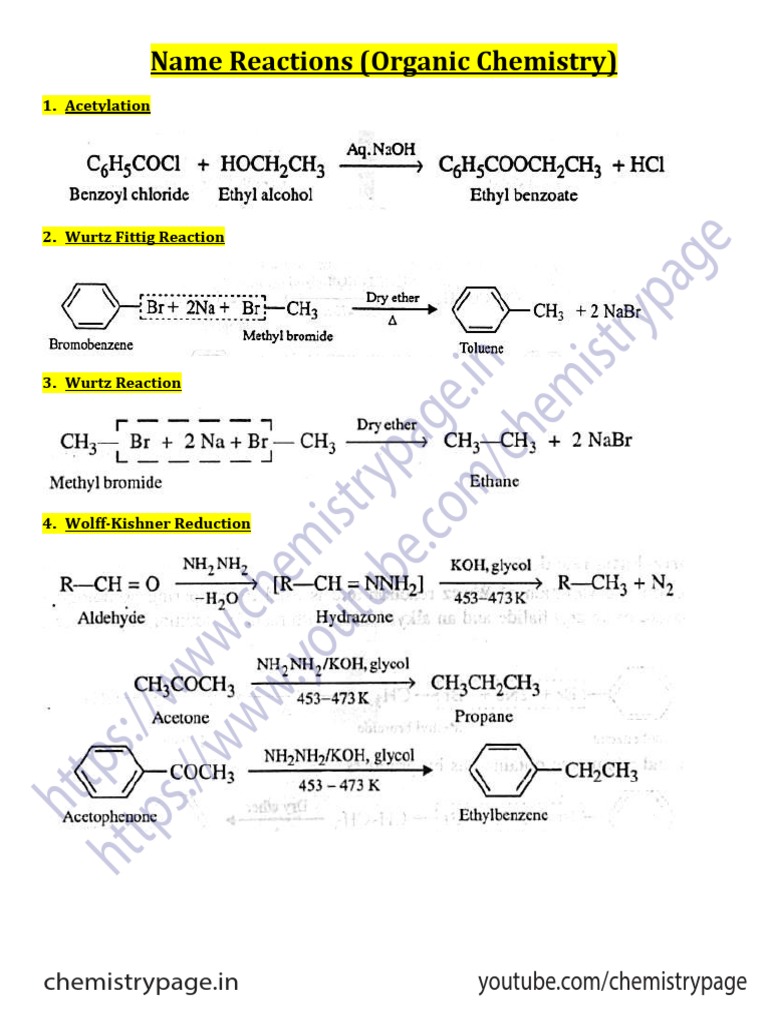 Name Reactions - Chemistrypage PDF | PDF | Chemical Compounds ...
