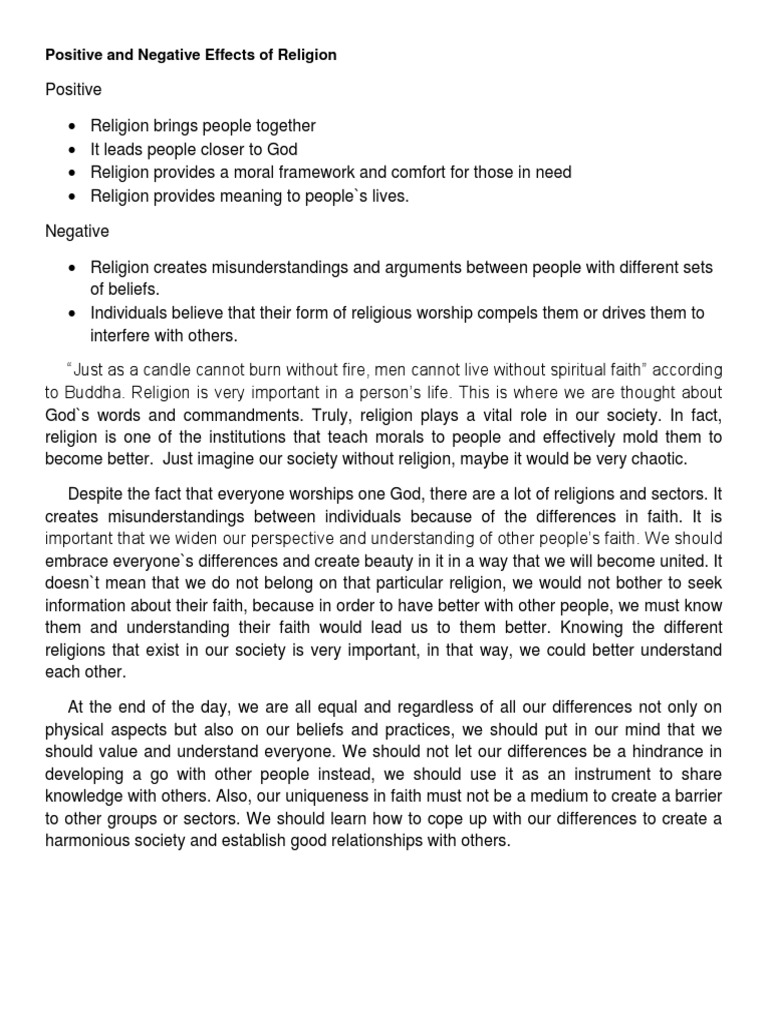 Positive and Negative Effects of Religion | PDF | Faith | Worship