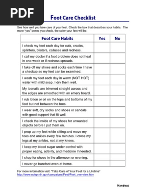 Diabetic Foot Exam Checklist