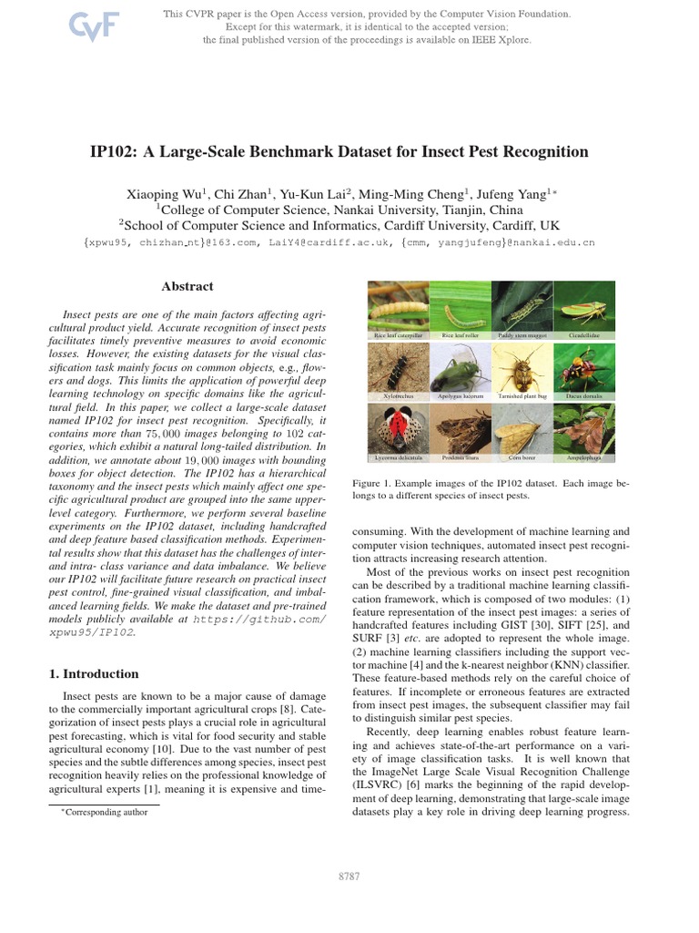 IP102: Benchmark Dataset for Insect Pest Recognition | PDF | Deep ...