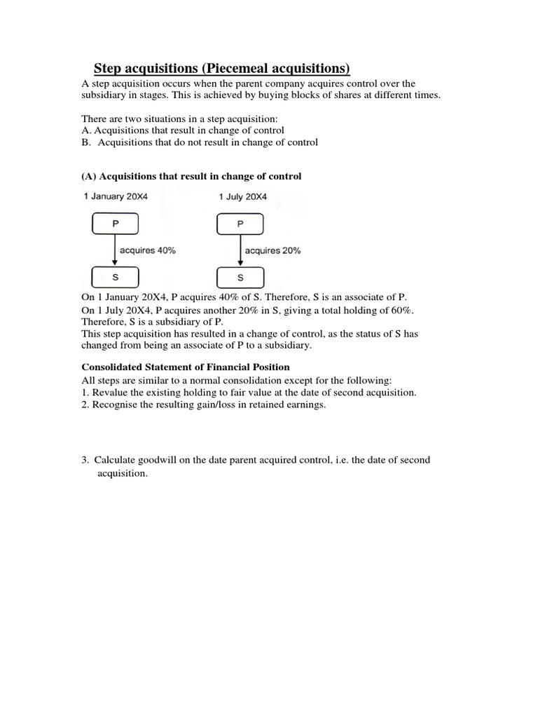 Step Acquisitions | PDF | Goodwill (Accounting) | Consolidation (Business)