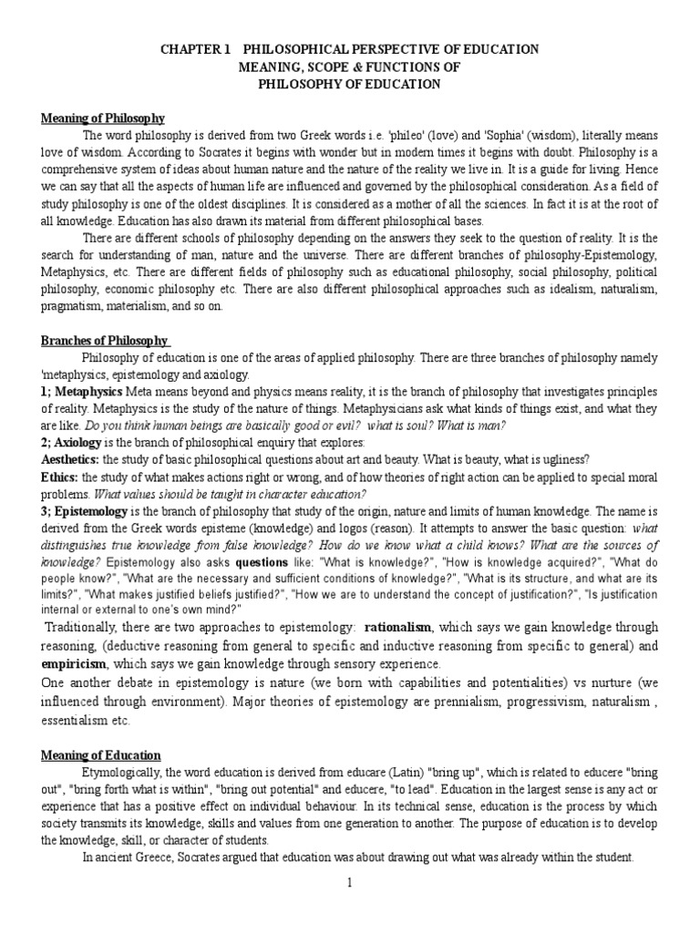 An Overview of the Philosophical Perspectives and Branches of ...