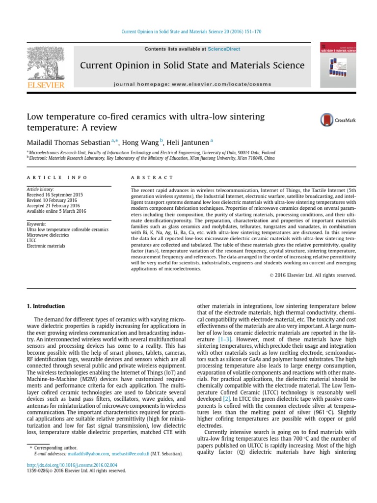 Low Temperature Co-Fired Ceramics With Ultra-Low Sintering Temperature ...