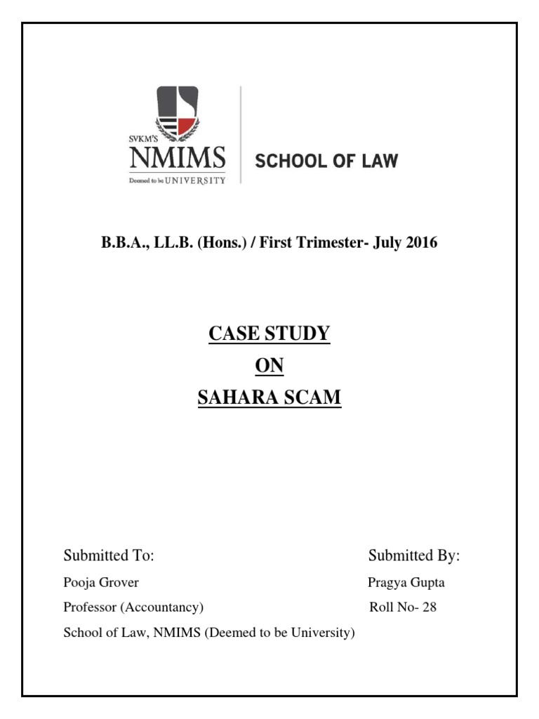 Case Study On Sahara Scam Background of | PDF | Companies | Corporate Law