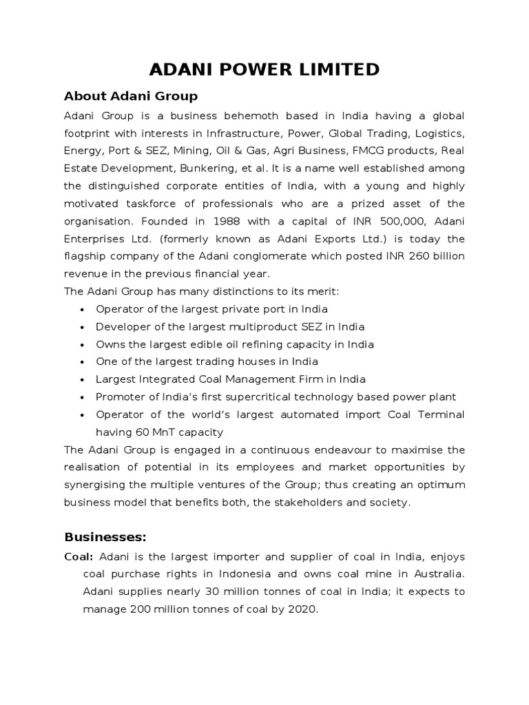 Adani Power Limited | PDF | Economies | Business